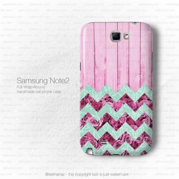 Flower Chevron Floral Pink Galaxy Note 2 N7100 Case on Luulla